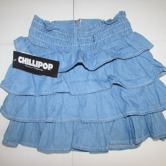 chillipop | Bottoms | Newchillipop Chambray Tiered Skirt 56 | Poshmark